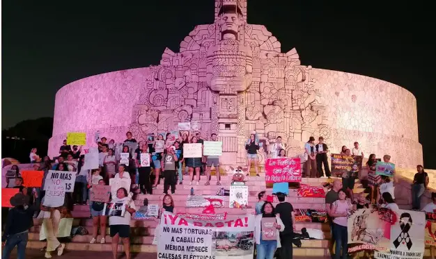 Animal Rights Activists Protest Against Horse-Drawn Carriages in Mérida